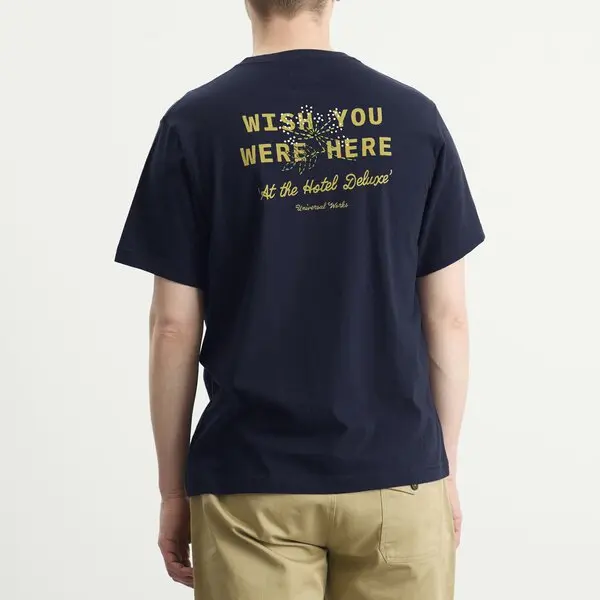 Universal Works Wish You Were Here T-shirt - Navy