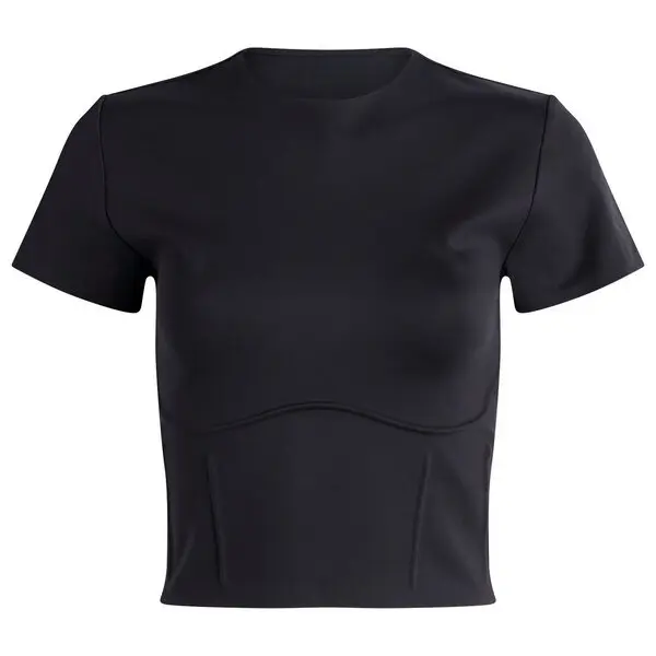 Nike X Skims Matte Corset Short Sleeve Crop Top - Obsidian