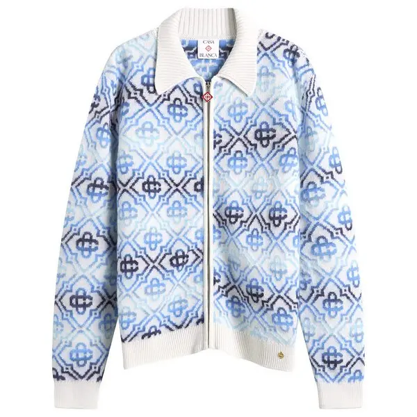 Casablanca Space Dye Monogram Zip Up - Blue