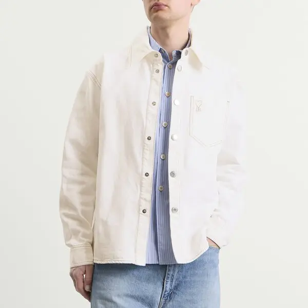 AMI Paris De Coeur Light Denim Overshirt