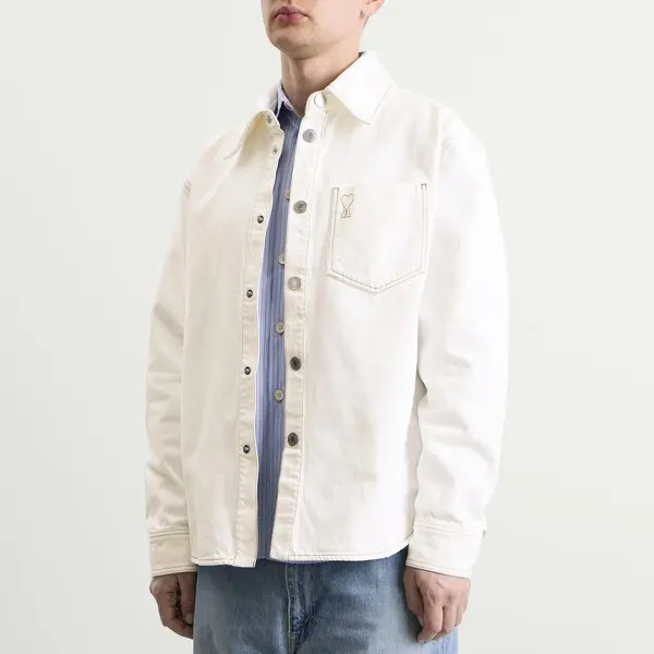 AMI Paris De Coeur Light Denim Overshirt