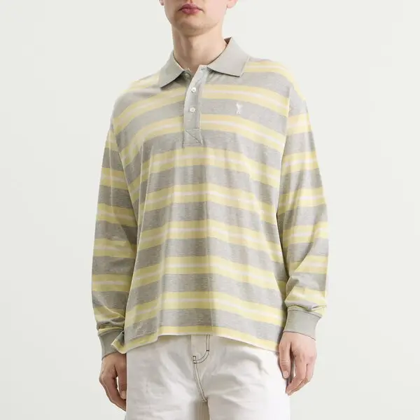 AMI Paris Mercerised Jersey Adc Stripe Polo