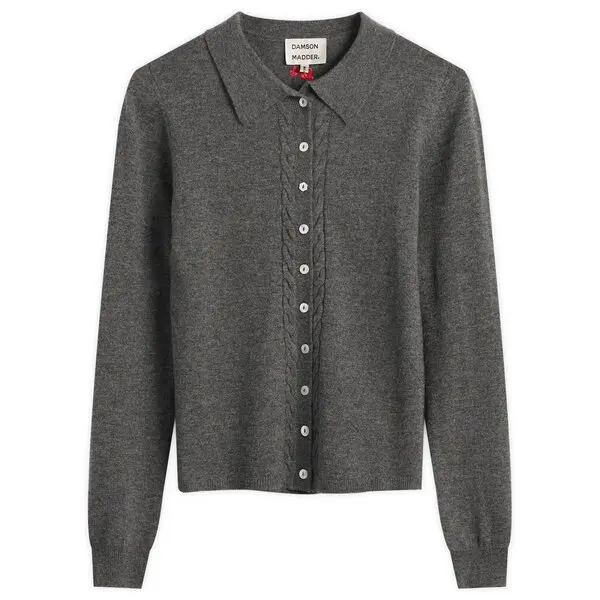 DAMSON MADDER Voula Fine Gauge Cardigan - Charcoal