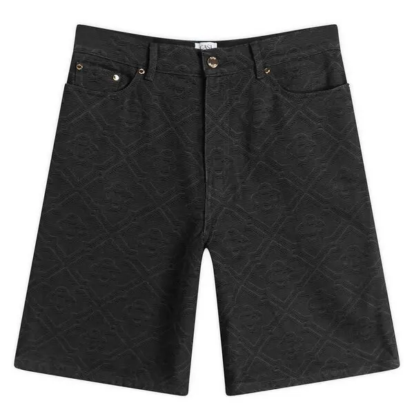 Casablanca Laser Monogram Knee-length Denim Shorts - Black