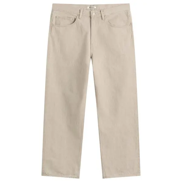 Auralee Faded Hard Twist Denim Wide Pants - Light Gray