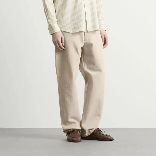 Auralee Faded Hard Twist Denim Wide Pants - Light Gray