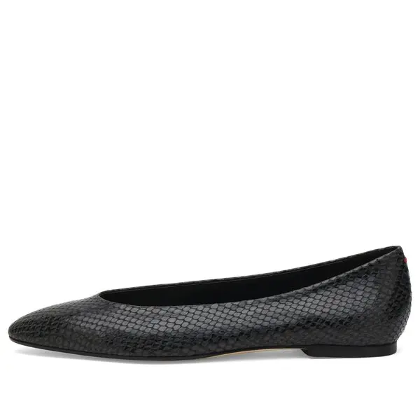 AeydĒ Ellie Snake Print Almond Toe Flats - Moss
