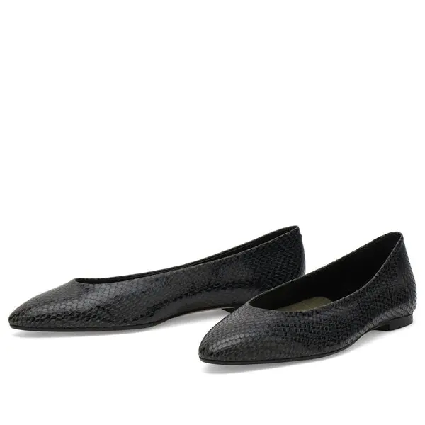 AeydĒ Ellie Snake Print Almond Toe Flats