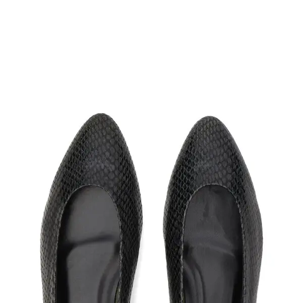 AeydĒ Ellie Snake Print Almond Toe Flats
