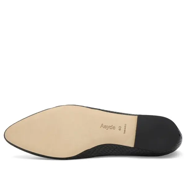 AeydĒ Ellie Snake Print Almond Toe Flats