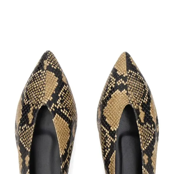 AeydĒ Moa Snake Print Pointed Toe Flats