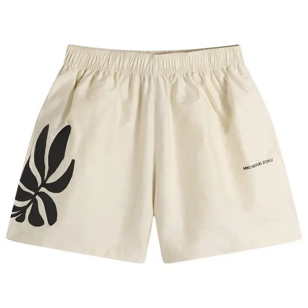 MKI MIYUKI ZOKU Botanical Print Wide Leg Shorts - Bone