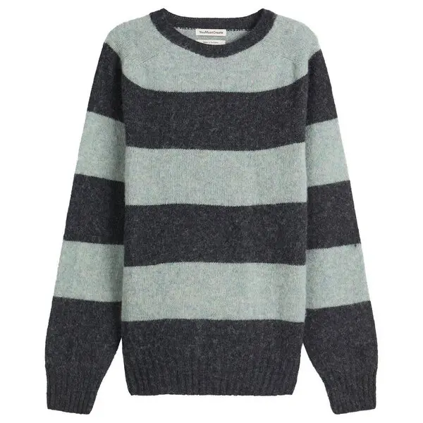 You Must Create Suedehead Crew Neck Knit Presented End - Charcoal/seaglass