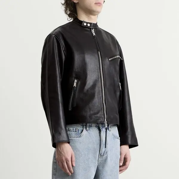 MKI MIYUKI ZOKU Cropped Leather Racer Jacket