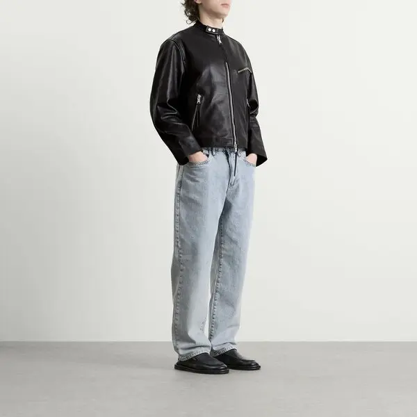 MKI MIYUKI ZOKU Cropped Leather Racer Jacket