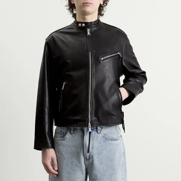MKI MIYUKI ZOKU Cropped Leather Racer Jacket