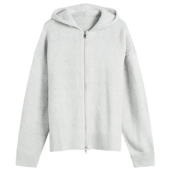 MKI MIYUKI ZOKU Mohair Blend Knit Zip Hoodie - Light Grey