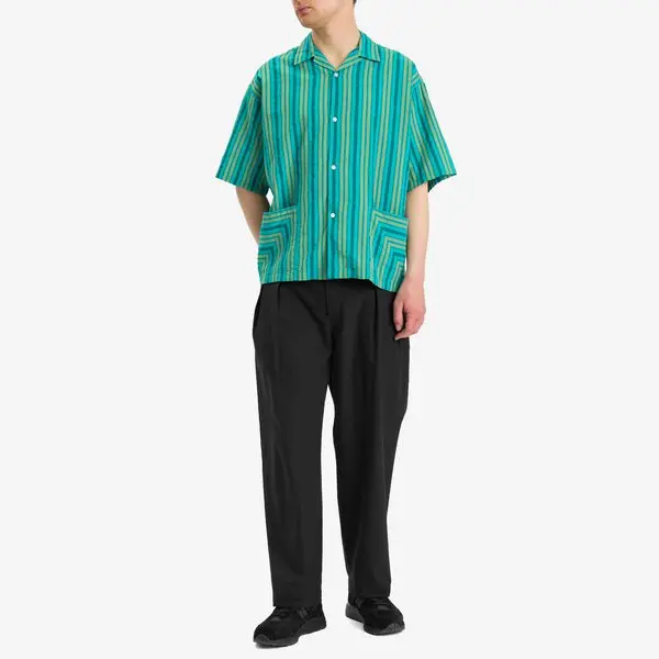 BEAMS Stripe Open Collar Shirt
