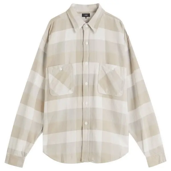 BEAMS Flannel Plaid Shirt - Beige