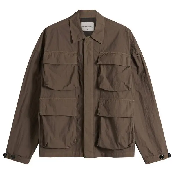 MKI MIYUKI ZOKU Garment Dye Box Overshirt - Deep Khaki