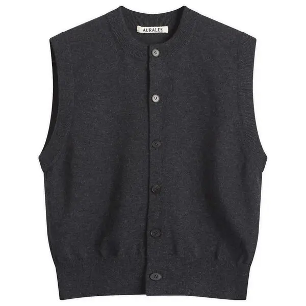 Auralee High Twist Wool Knit Vest - Charcoal