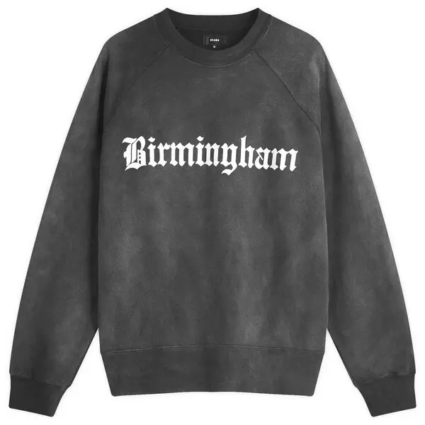 BEAMS Faded Print Raglan Sweat - Black
