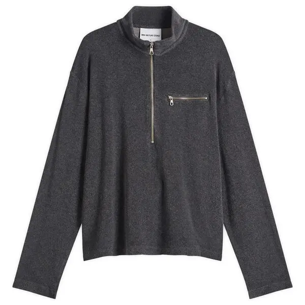 MKI MIYUKI ZOKU Towelling Quarter Zip - Charcoal