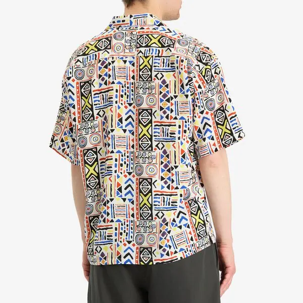 BEAMS Print Loose Open Collar Shirt