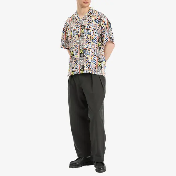 BEAMS Print Loose Open Collar Shirt
