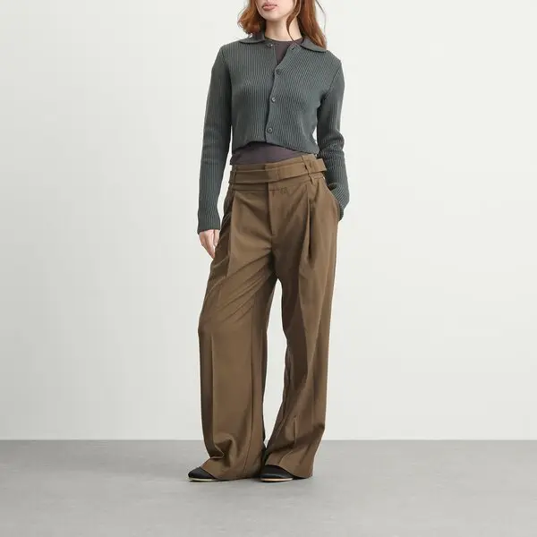 Auralee Crop Knit Shirt Cardigan