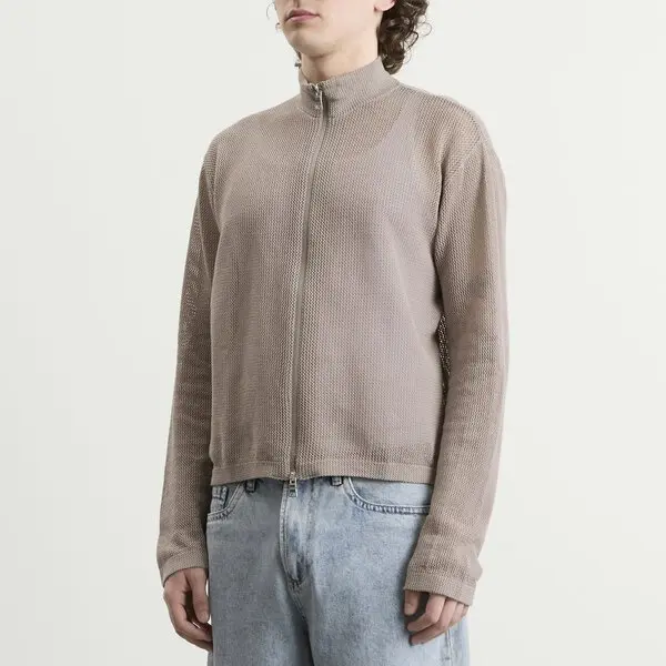 MKI MIYUKI ZOKU Linen Loose Knit Track Jacket - Taupe