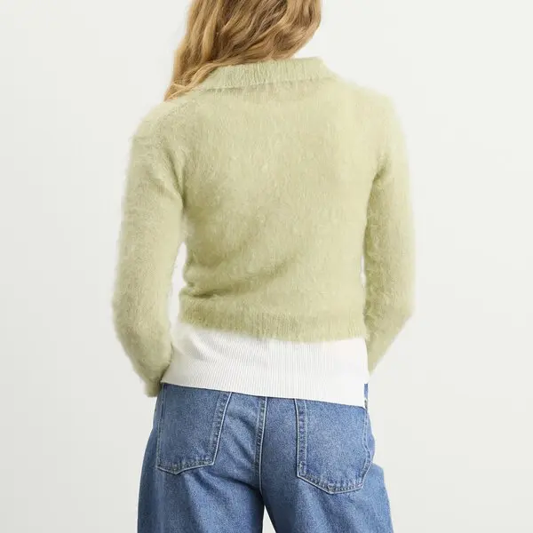 Auralee Mohair Knit Polo - Light Khaki