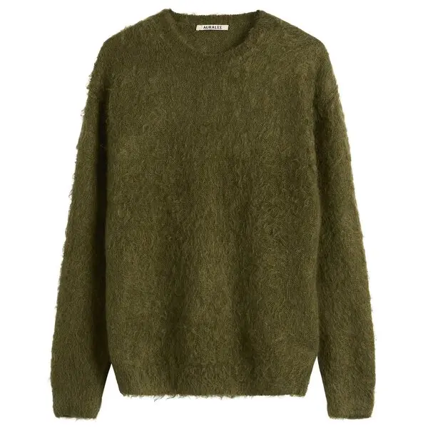 Auralee Mohair Knit Pullover - Olive