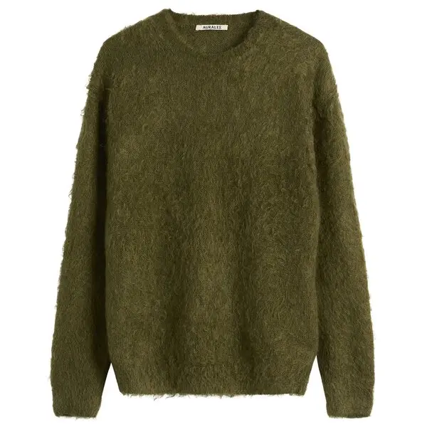 Auralee Mohair Knit Pullover - Olive