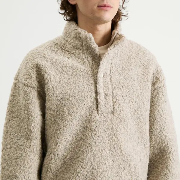 MKI MIYUKI ZOKU Wool Fleece Quarter Button Up