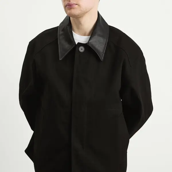Studio Nicholson Dover Leather Collar Canvas Barn Jacket