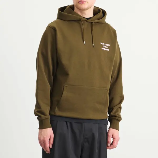 Drole De Monsieur Not From Paris Madame" Slogan Hoodie - Kaki