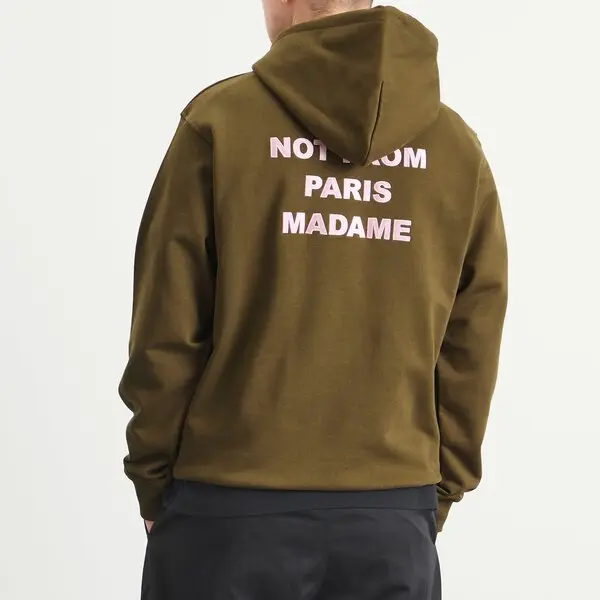 Drole De Monsieur Not From Paris Madame" Slogan Hoodie - Kaki