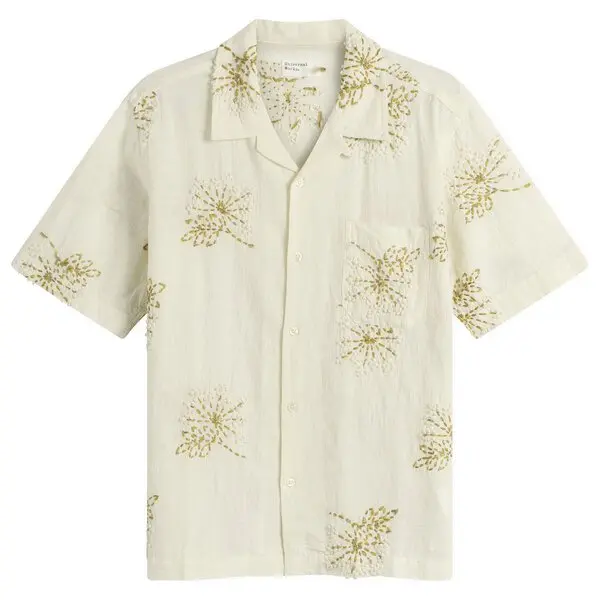 Universal Works Hand Embroidered Stripe Road Shirt - Ecru