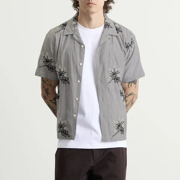 Universal Works Hand Embroidered Stripe Road Shirt