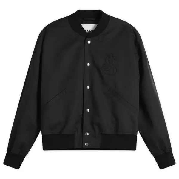JIL SANDER Snap Closure Varsity Jacket - Black