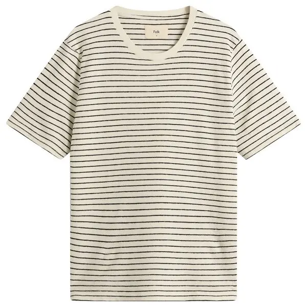 Folk Textured Stripe T-shirt - Ecru/black