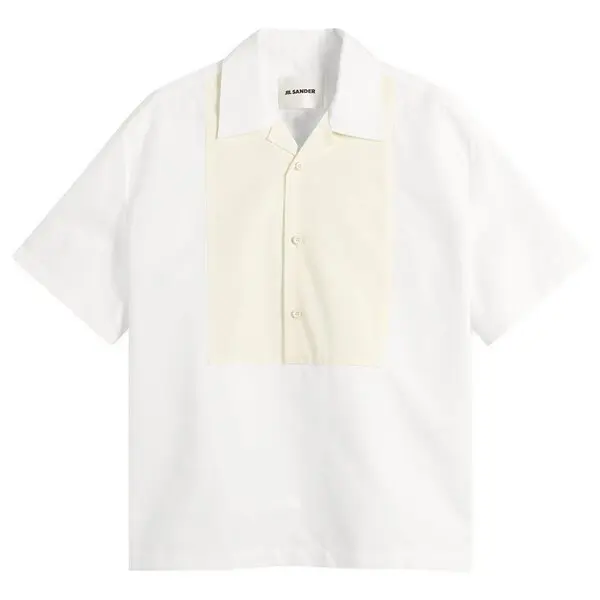 JIL SANDER Boxy Fit Bowling Contrast Colour Shirt - Latte