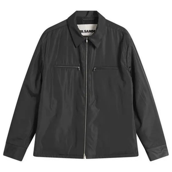 JIL SANDER Nylon Zip Up Shirt Jacket - Black
