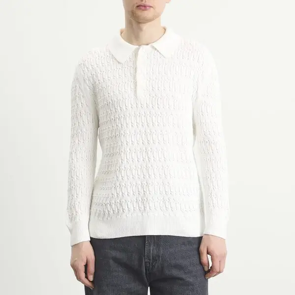 CARTER YOUNG Cable Polo Sweater