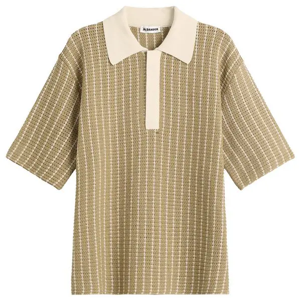 JIL SANDER Cotton Bi-colour Net Stitch Polo - Deer