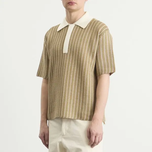 JIL SANDER Cotton Bi-colour Net Stitch Polo