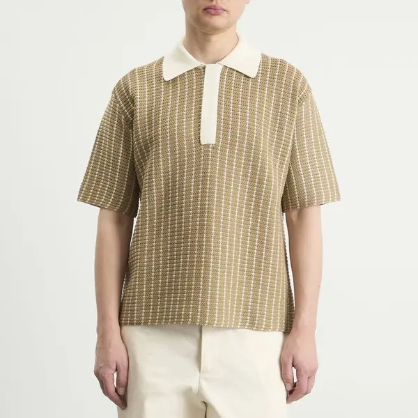 JIL SANDER Cotton Bi-colour Net Stitch Polo