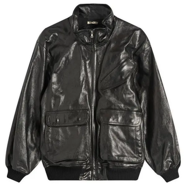 Auralee Lamb Leather Zip Blouson - Black