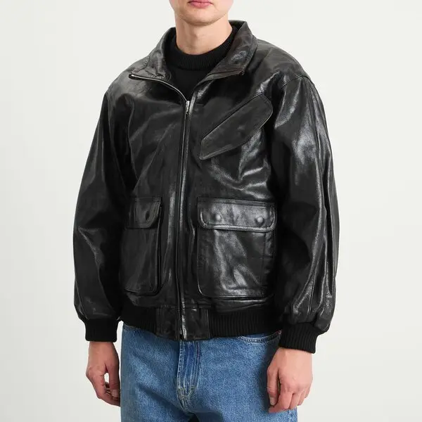 Auralee Lamb Leather Zip Blouson